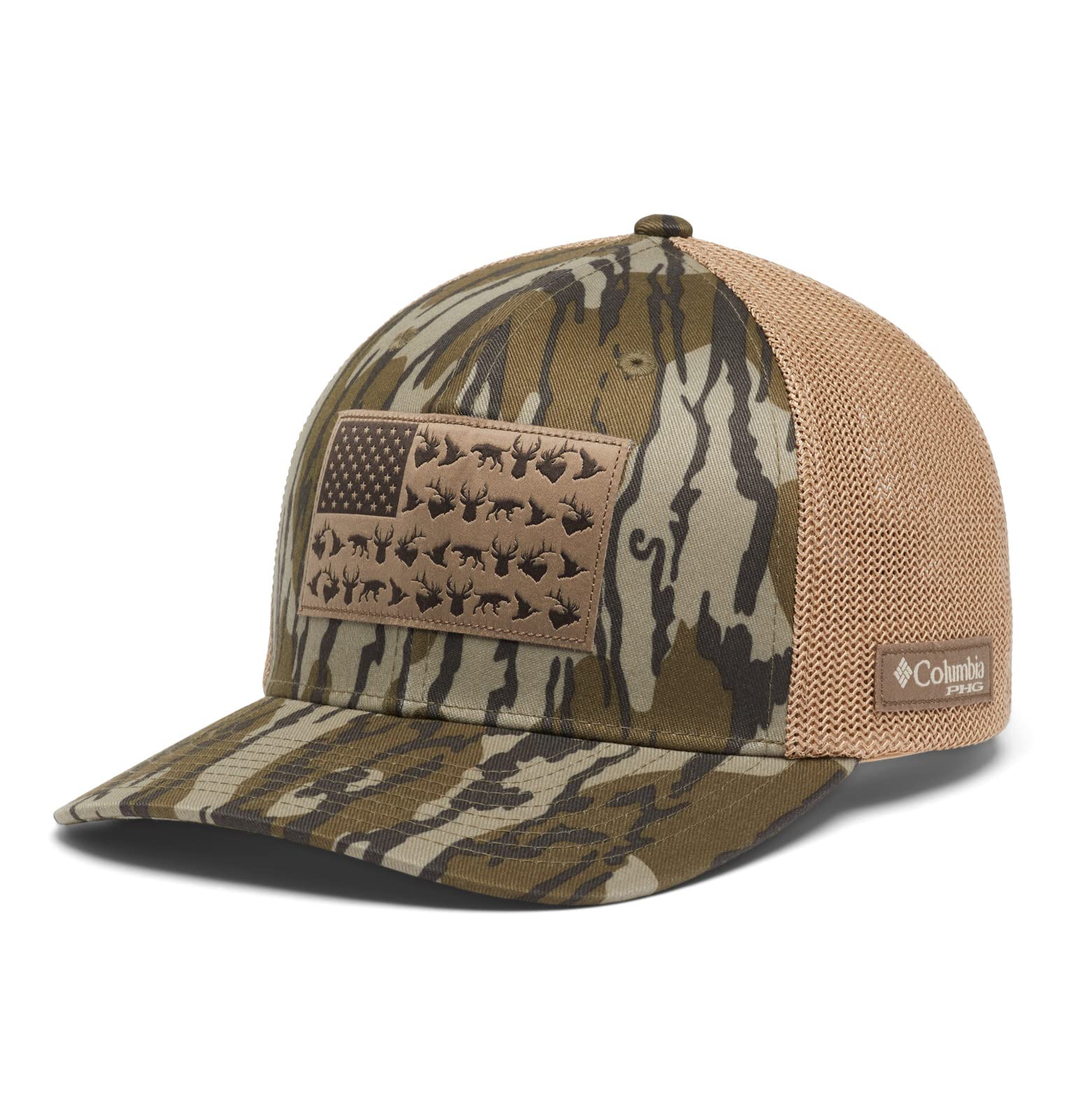 Columbia Unisex PHG Camo Mesh Ball Cap - High, Bottomland/Game Flag, Large/X-Large