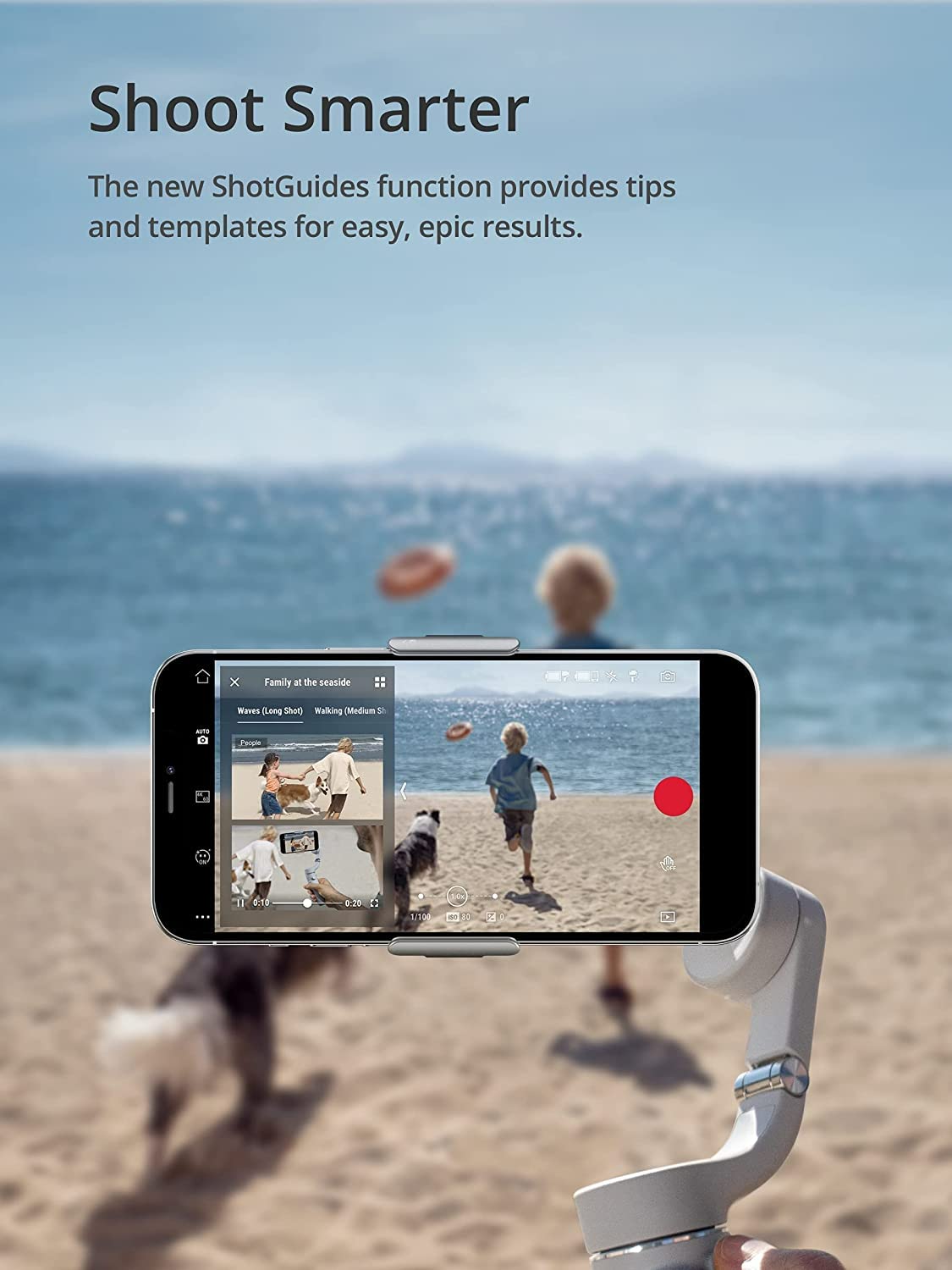 DJI OM 5 Smartphone Gimbal Stabilizer, 3-Axis Phone Gimbal, Built-in Extension Rod, Portable and Foldable, Android and iPhone Gimbal with ShotGuides, Vlogging Stabilizer (Renewed Premium)