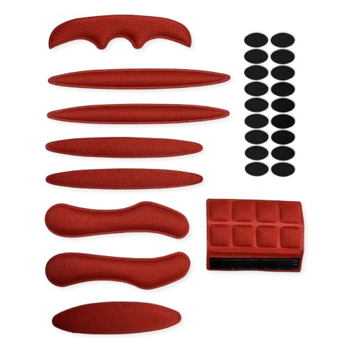 Cycling Helmet Padding Kit (2-Pack), Universal Replacement Bicycle Foam Pads Padding Cushions Set for Outdoor Sports Bike Helmets, Red