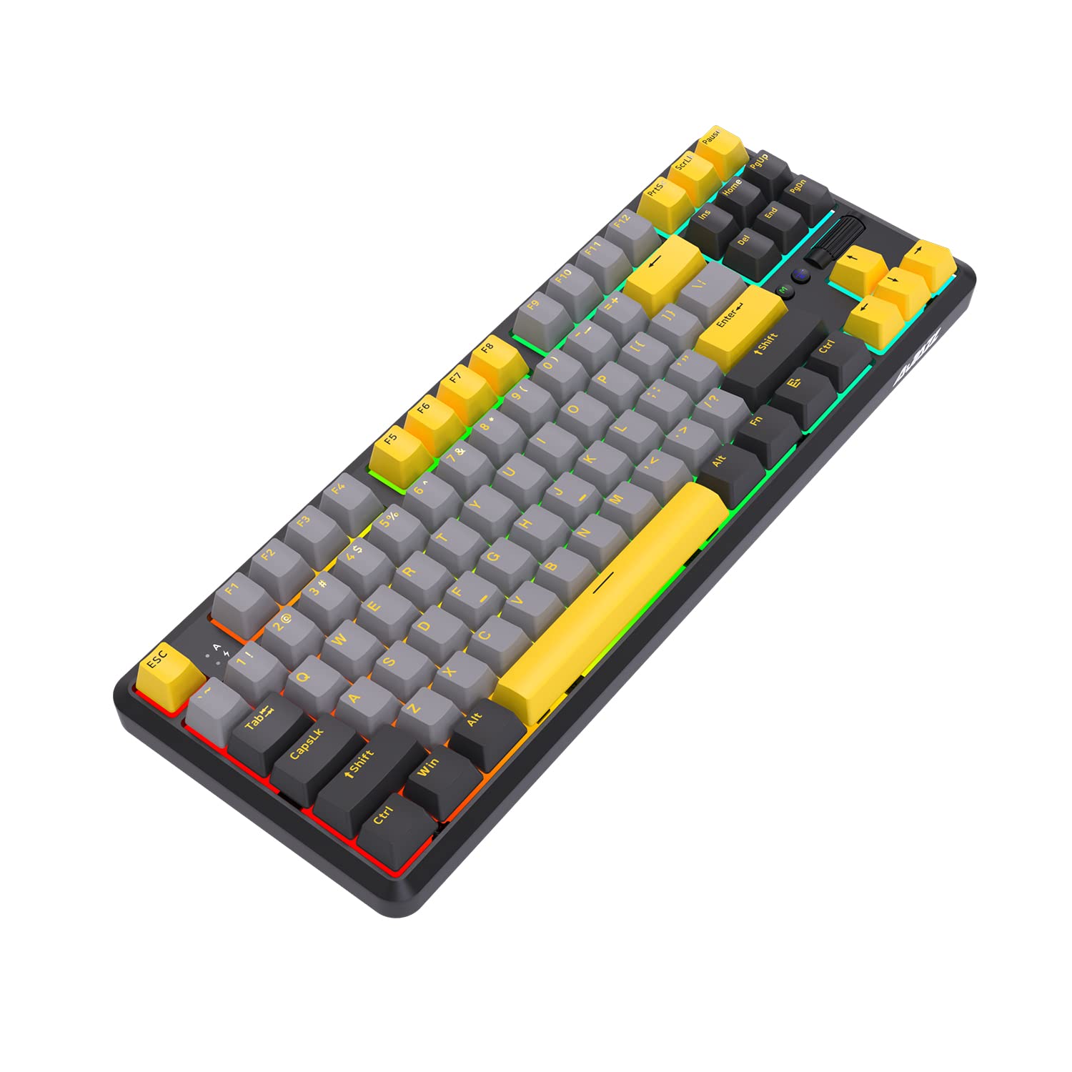 EPOMAKER Ajazz K870T Pro Hot Swappable RGB Bluetooth 5.0/2.4G/Type-C Wired Mechanical Gaming Keyboard for Win/MacOS/iOS, Rotary Wheel for Light/Volume Control (Hotswap Red Switch with Black Case)