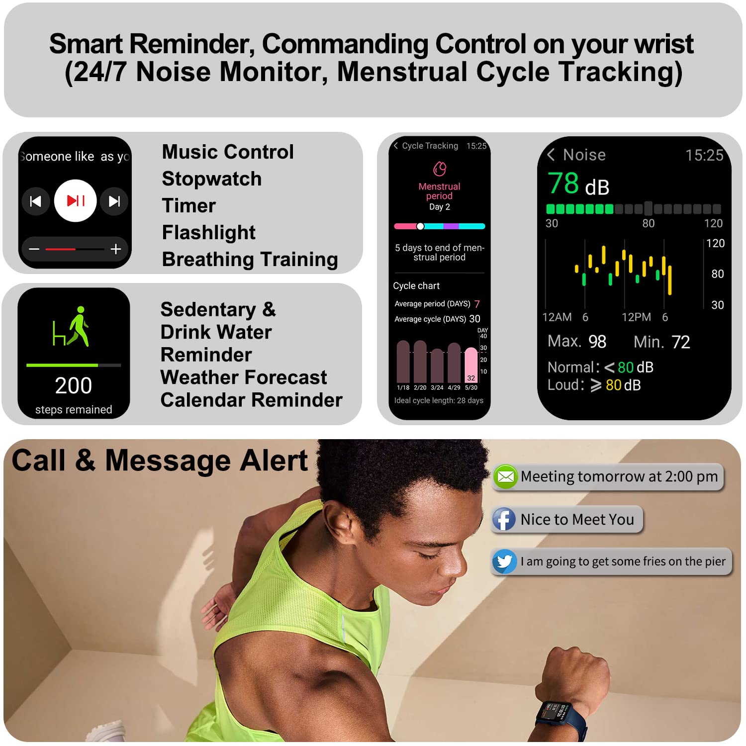 ENGERWALL Smart Watch with Call/Answer, Alexa Built-in, Fitness Tracker with Heart Rate Blood Oxygen Sleep, 1.7" HD Display, 60 Sport Modes, Waterproof Pedometer for Men/Women Android/iOS