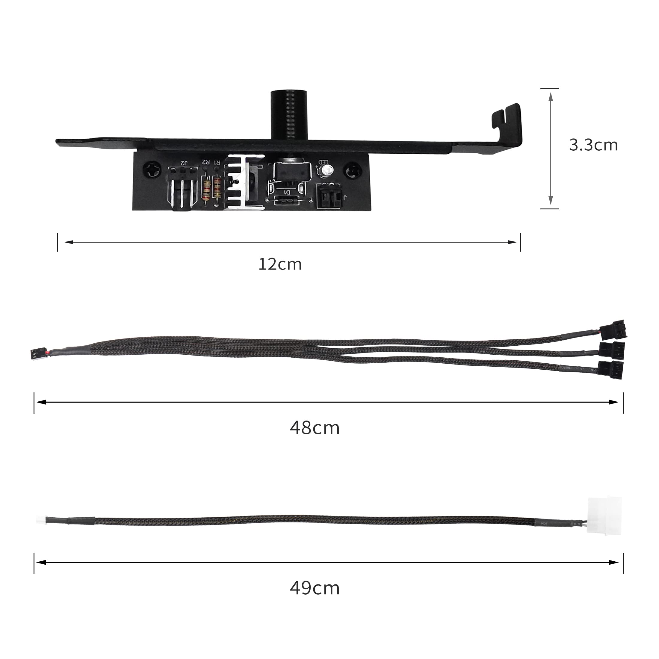 Fan Hub CPU Cooling YACSEJAO 12V 3/4pin PC 3 Channels Fan Hub 1Knob Cooling Fan Speed Controller(1Knob IDE)