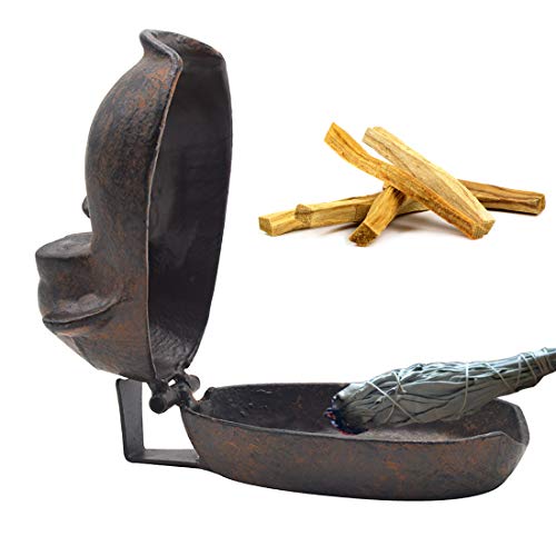 Cigar Ashtrays for Outdoors Patio,Cool Monkey Bigger Incense Burner for Coil Sage Cast Iron Home Decor, Best Gift for Smokers