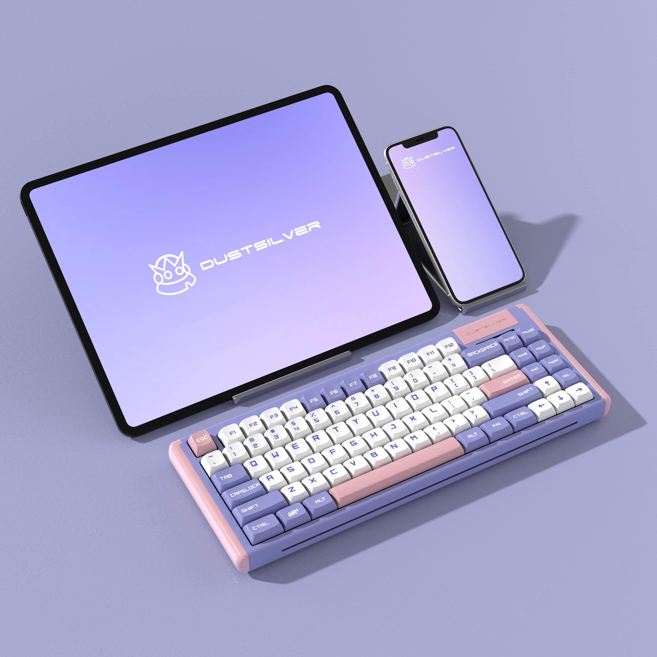 DUSTSILVER Wireless Mechanical Gaming Keyboard RGB Backlit Linear Black Switch 1000Hz Faster Throughput BT 5.0/2.4G/USB 3 Connections 84 Keys Hot-swappable Macro Keyboard with Detachable USB Cable