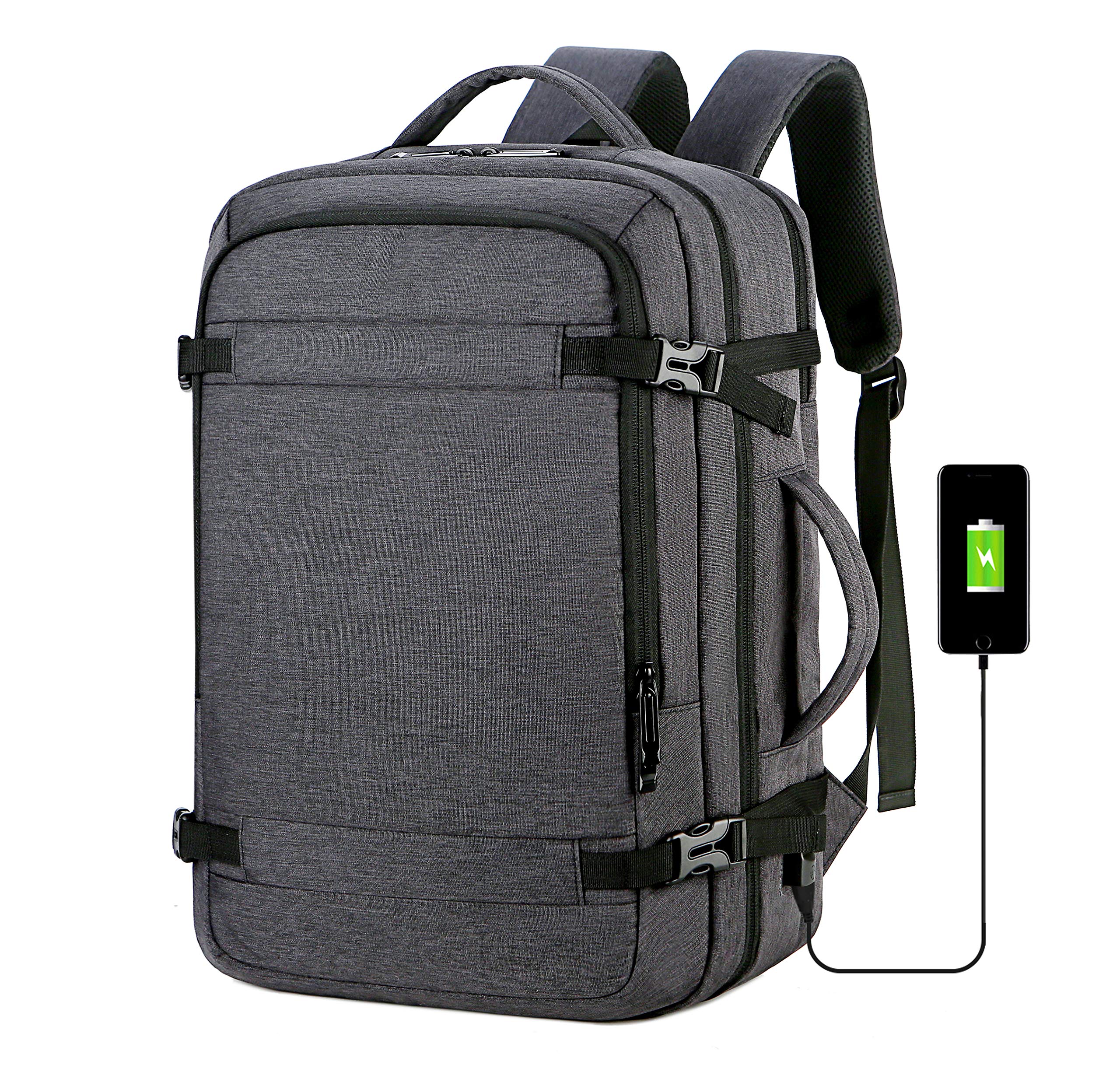 DAYELIVE Travel Backpack for Men Women 40L Flight Approved, 17 Inch Waterproof Laptop Carry on Backpack Large Luggage Daypack Business College Weekender Overnight Backpack
