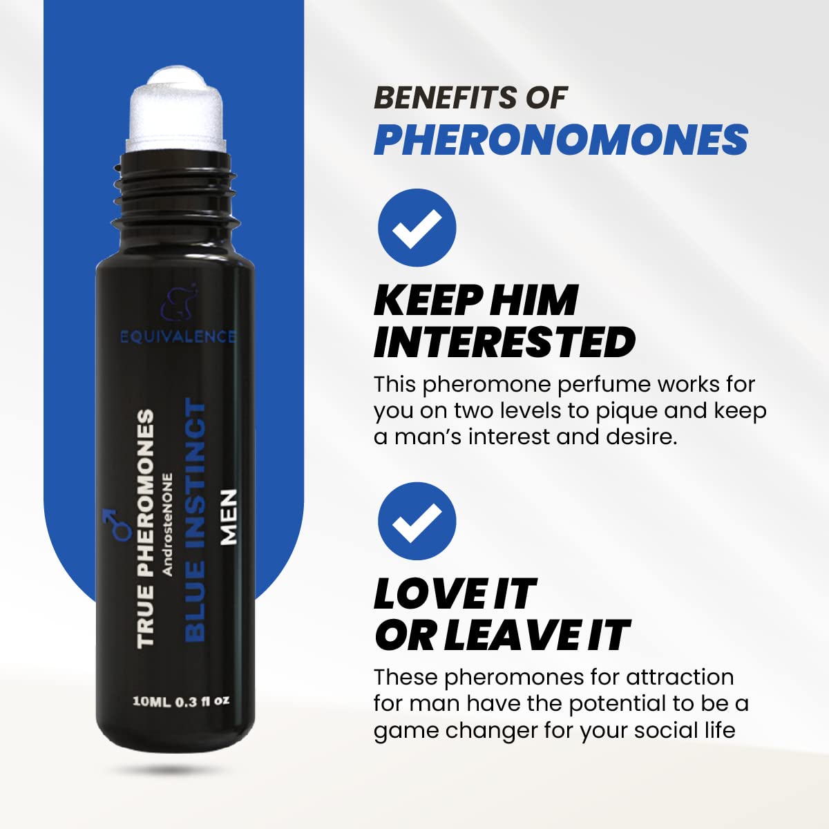Equivalence Real Power Pheromones (Pure AndrosteNONE) Blue Instinct Men - Potent Pheromone Formulation- Bottle 0.3oz Roll-oN (Pheromones for Men)