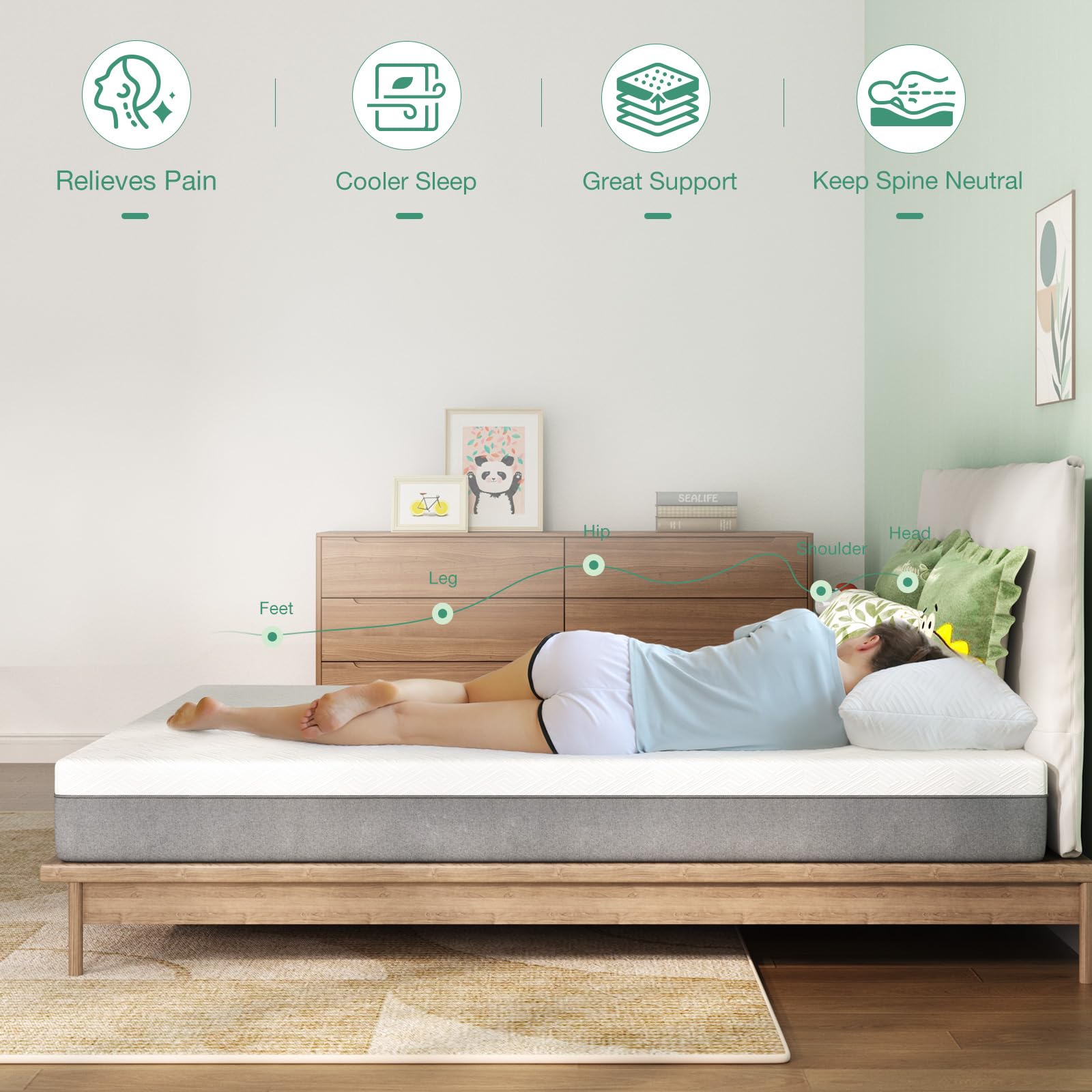 Novilla Queen Mattress, 6-Inch Gel Memory Foam Mattress for Cool Sleep & Pressure Relief,Medium Firm Queen Size Mattress in a Box, Bliss
