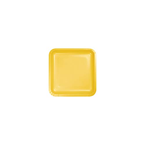 Creative Converting Touch of Color 18 Count Square Paper Lunch Plates, School Bus Yellow , 7.25" -