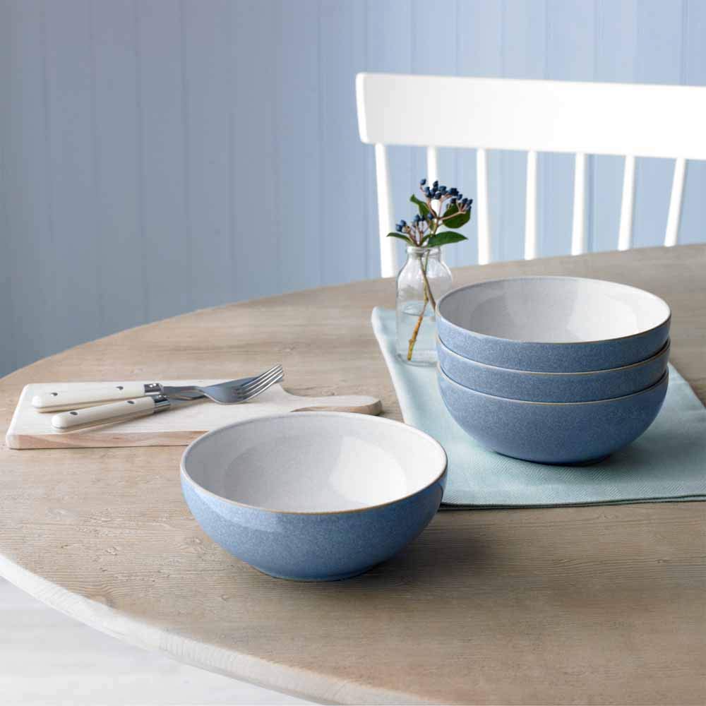 Denby 381048907 Elements 4 Piece Cereal Bowl Set, Blue
