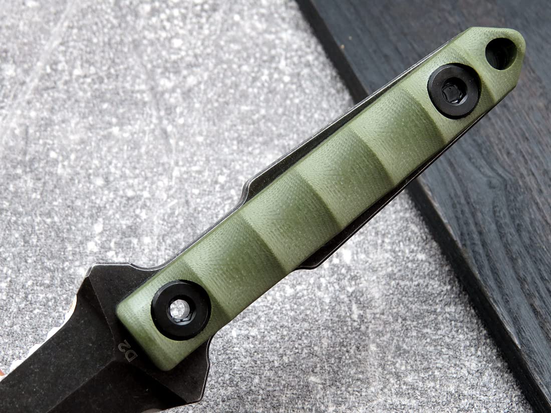 Ccanku C1290 Fixed Blade Marine Corp Serrated Knife 8 Inch D2 Blade Steel & G10 Handle For Outdoor Survival, Camping, Bushcraft and Hunting, K Sheath-Army Green