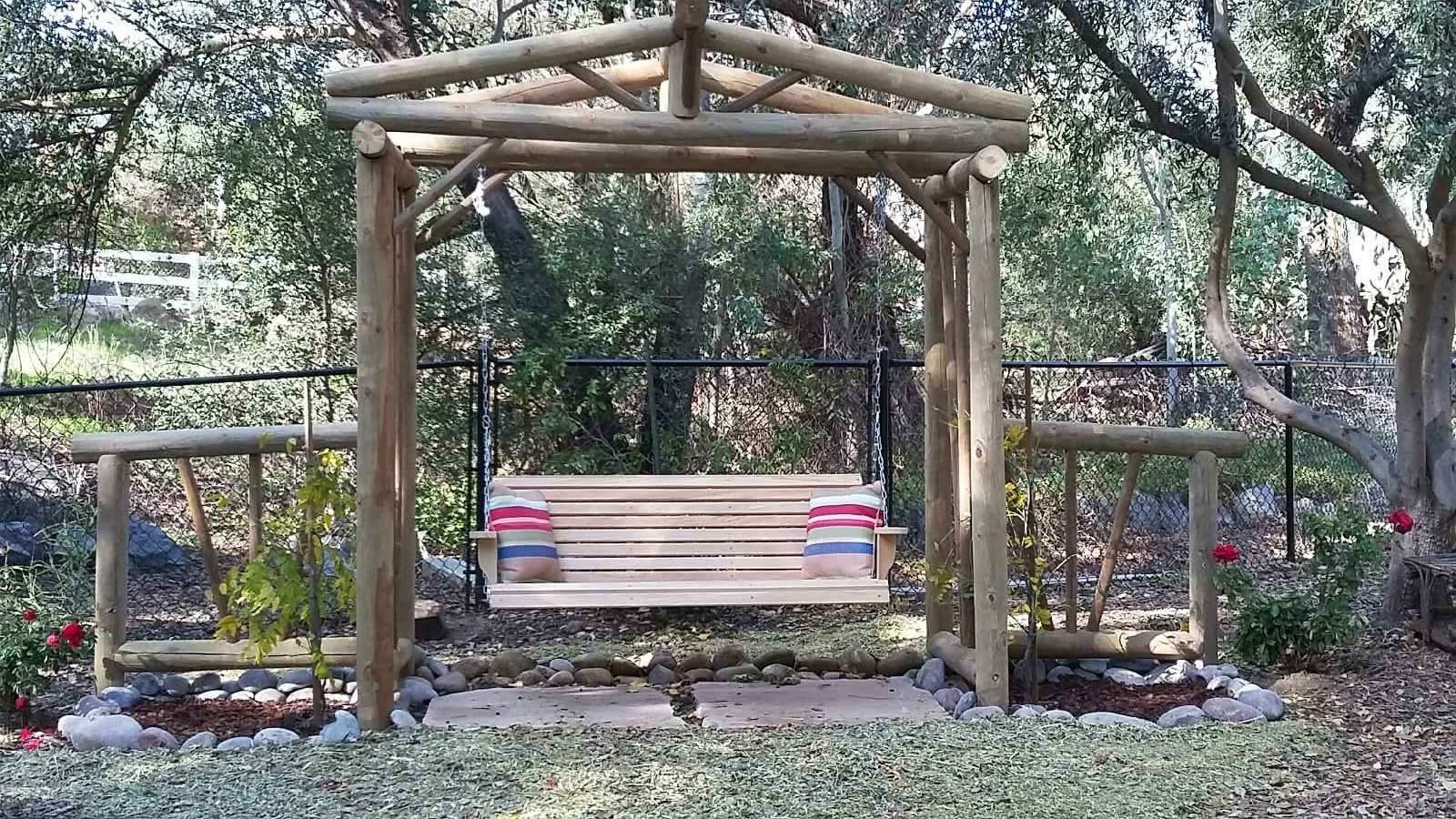 Generic 5FT Cypress Porch Swing Made in USA with Hanging Hardware, Unfinished Natural Wood Tone