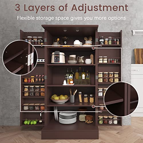 Jehiatek 47” Kitchen Pantry Cabinet, Freestanding Kitchen Storage Cabinets with Doors & Adjustable Shelves, Buffet Cupboards Sideboard for Kitchen, Living Room and Dinning Room