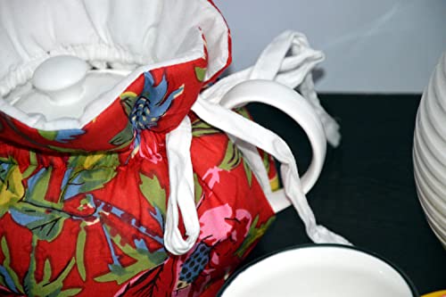 Marusthali Tea Pots Cozy-Kettle Cover for Teapots Keep Warm Tea Pot Dust Cover Home Kitchen Décor 5.9" X 7.8" (Red)