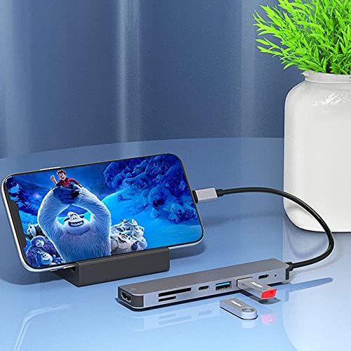 HUIFANGBU USB C Hub 7-in-1 USB C Multiport Adapter with HDMI 100W PD and SD/TF Card Reader