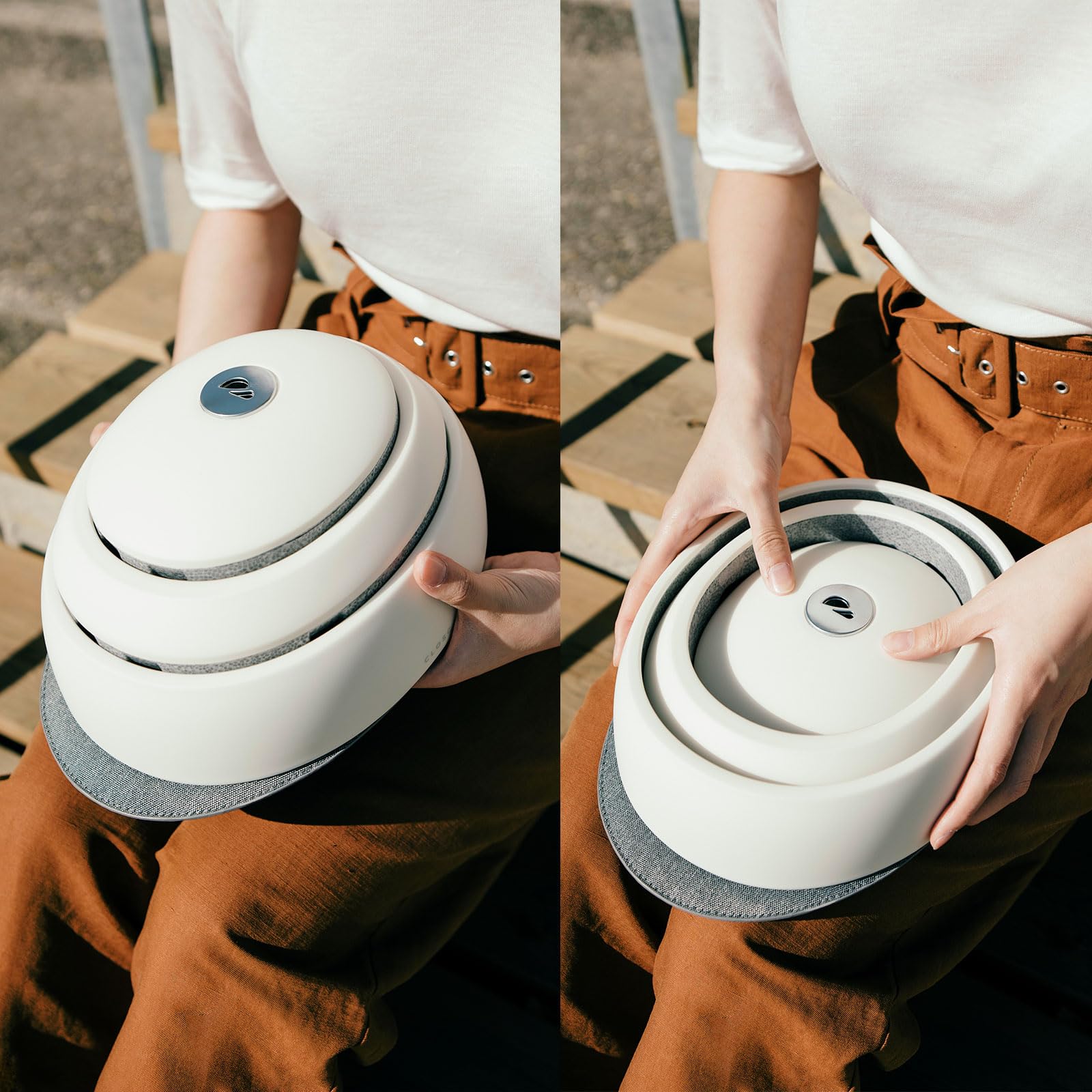 CLOSCA. Folding Helmet. Helmet with Visor. Adult Bicycle Helmet. Bike Helmet and Electric Scooter Helmet. Commuter Helmet. Collapsible Helmet. Helmet for Women and Helmet for Men. (White,L)