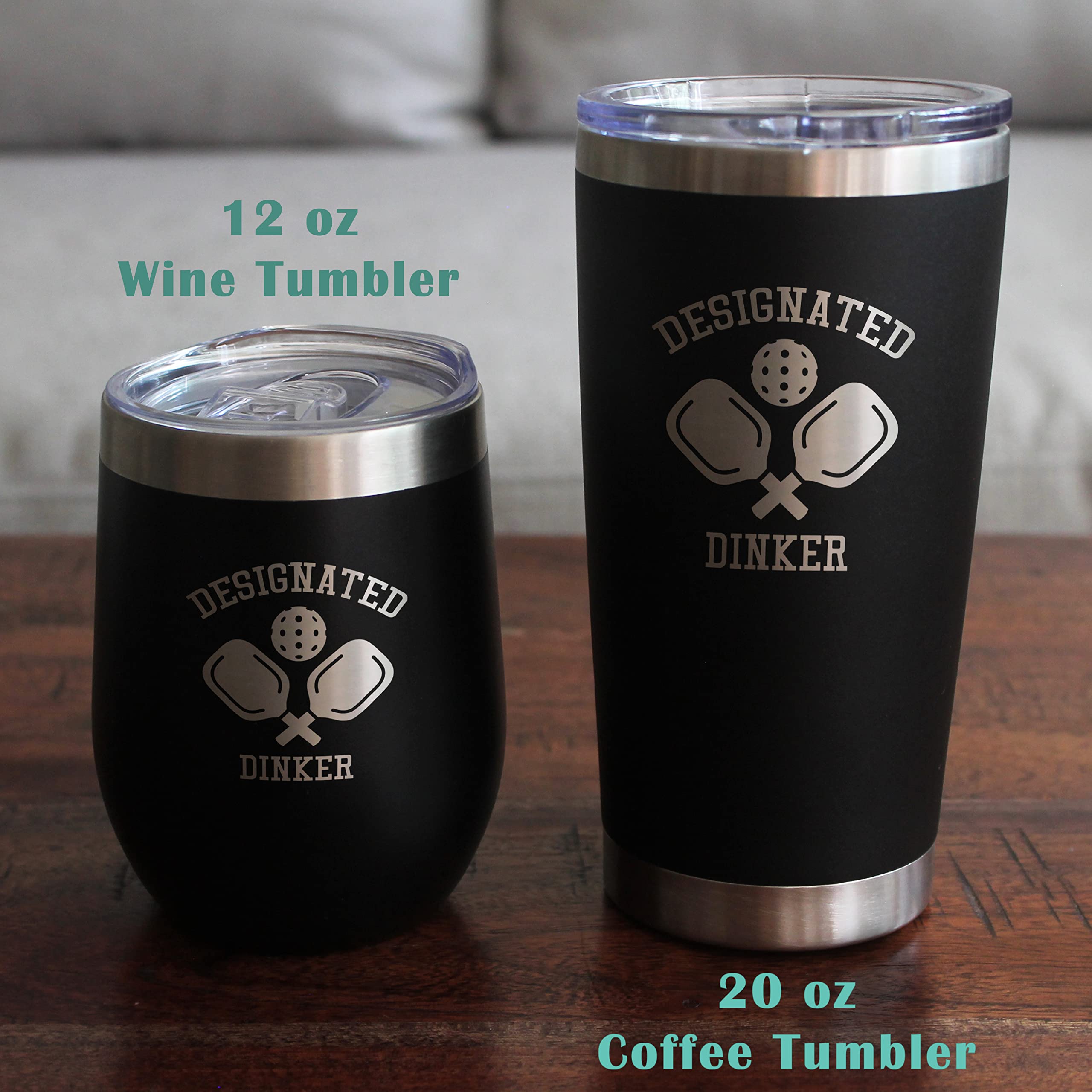 Designated Dinker - Whiskey Rocks Glass - Funny Pickleball Themed Decor and Gifts - 10.25 Oz Glasses