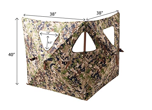 Rig'Em Right HydeOut Go Blind, Compact Two-Hub Turkey and Deer Hunting Blind, Camo Concealment and High Wind Stability, Gore Optifade Subalpine (075-S)