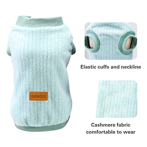 Mitili Dogs Sweater Winter Dog Clothes Warm Pullover Stretch Velvet Pets Jacket Pet Sweaters for Boy and Girl Cat Pullover Shirt in Cold Weather for Small Medium Bulldog Chihuahua (Small, Green)