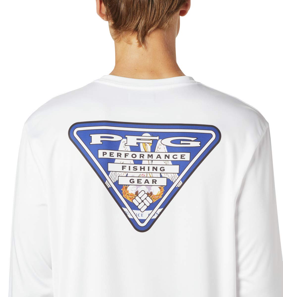 Columbia Men's Terminal Tackle PFG State Triangle Long Sleeve, White/La Flag, 3X Big