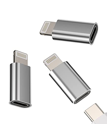 USB C Female to Lightning Male Adapter(3pack)Apple MFI Certified Accessories for Iphone 14 13 12 11 Pro Max Mini X Xs Xr Se 7 8 Plus Ipad Air TypeC Charger Cable Port Converter Charging Cord Connector