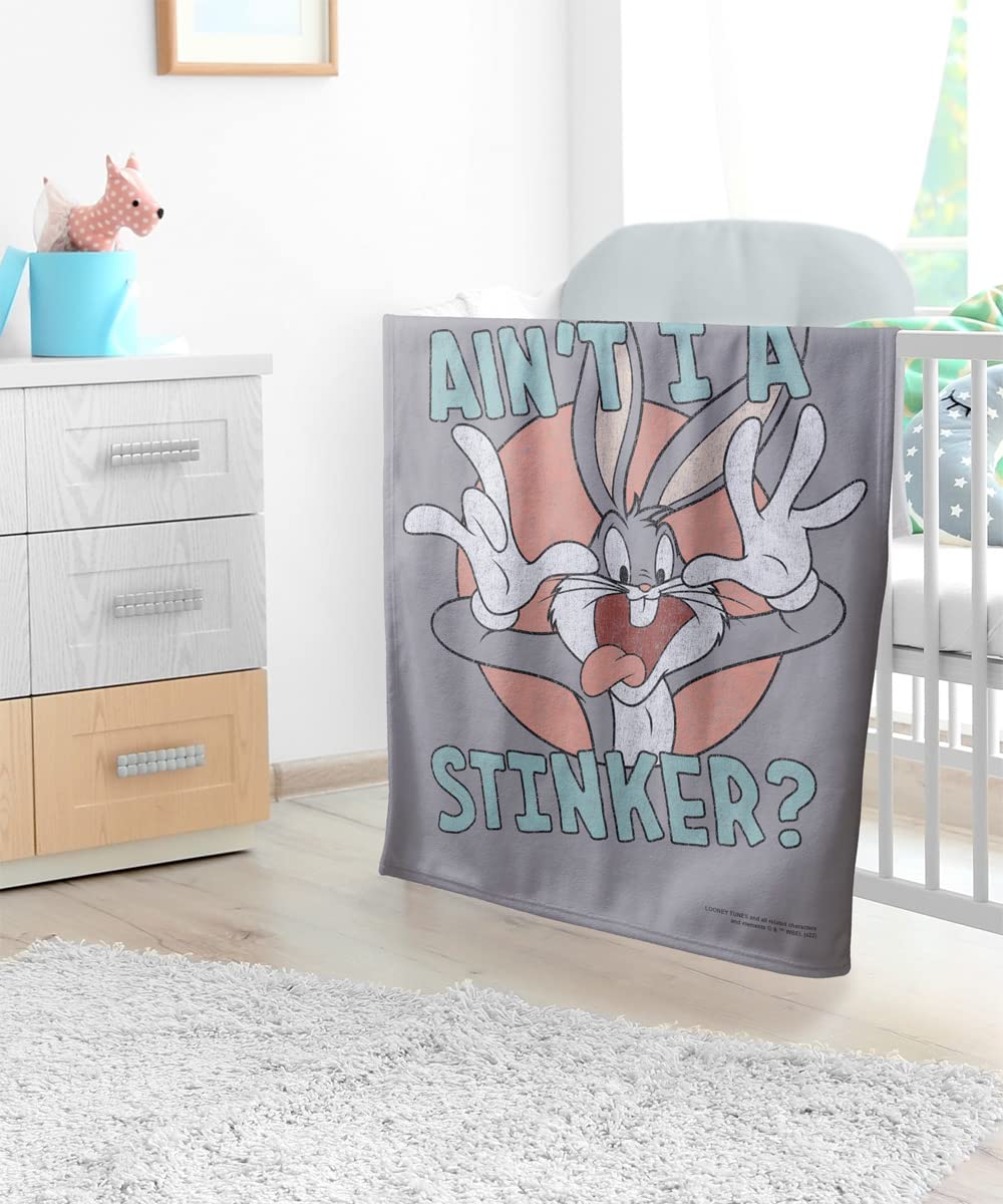 LOGOVISION Looney Tunes Lightweight Baby Blanket, 30"X40", Aint I A Stinker Unisex for Infants Girls & Boys