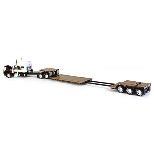 DCP 1/64 Black & White Peterbilt 389 w/Fontaine Renegade Lowboy & Flip Axle 60-1301