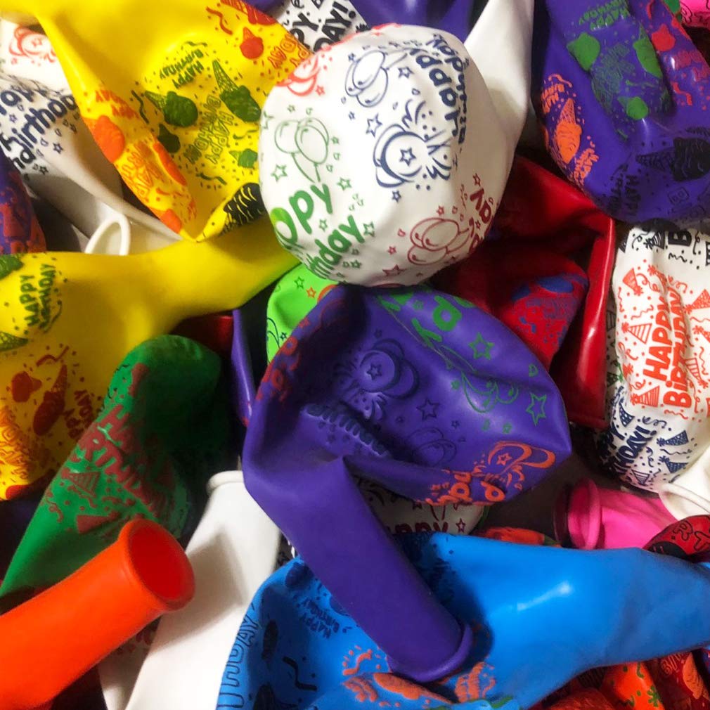 PeStary 12 Inches Assorted Latex balloons Happy Birthday Balloons for Party Supplies Colorful 100Pcs (Birthday Assorted)