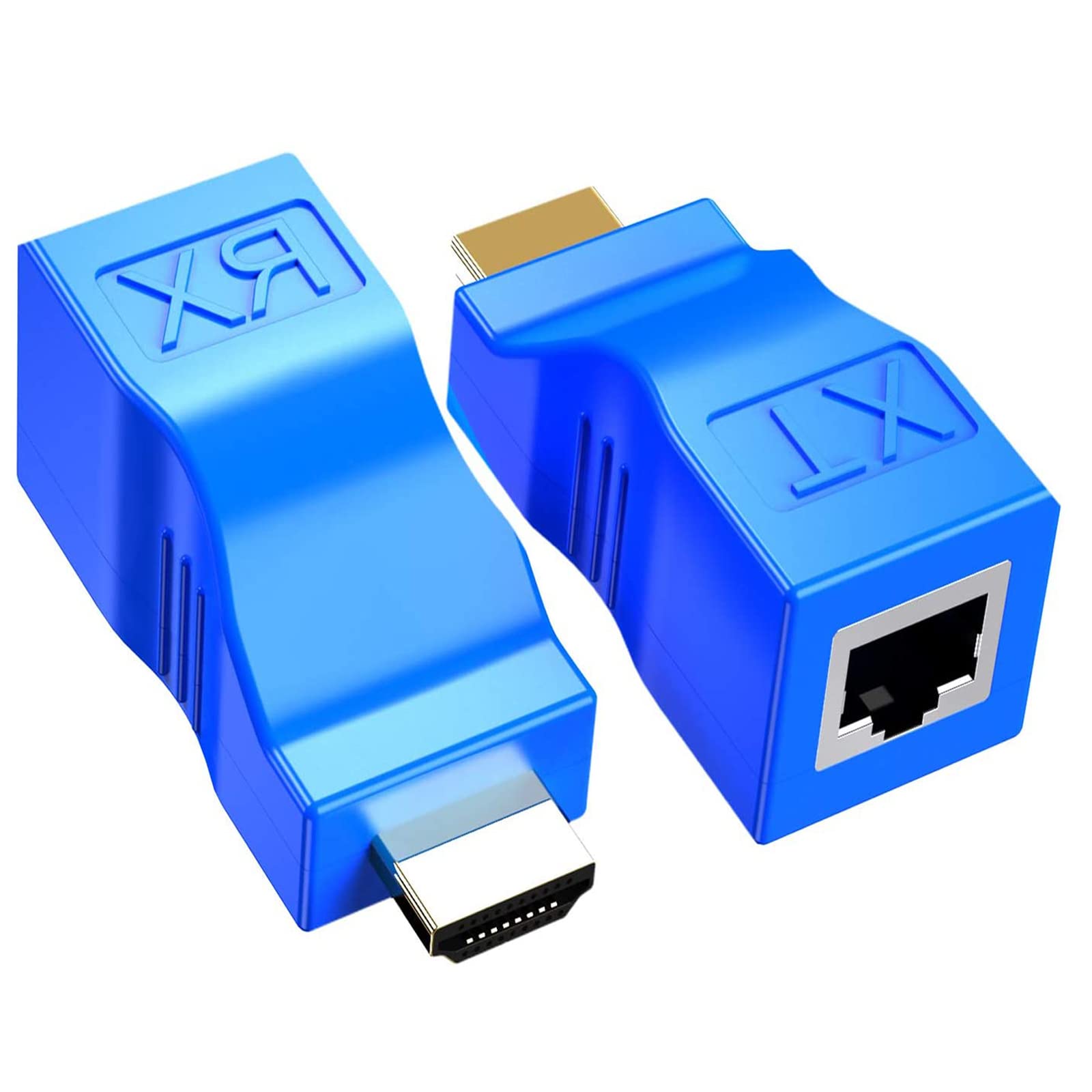 Sruixin HDMI RJ45 Adapter Ethernet Cable Extender Converter 30M CAT-5e CAT6 Supports HDMI1.4 3D 1080P Resolution 4k 2k HDTV,Set-top Box,DVD,PS4,STB,HD EVD,Projector and Surveillance,etc., 100 Feet