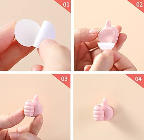 Miyabitors 16PCS Silicone Thumb Wall Hook,Adhesive Thumb Wall Decor Hook Multifunctional Clip Holder,Thumb Hook Up for Cable rganizer Holder Clips,Creative Key Holder , Toothbtush Holder Storage(A)