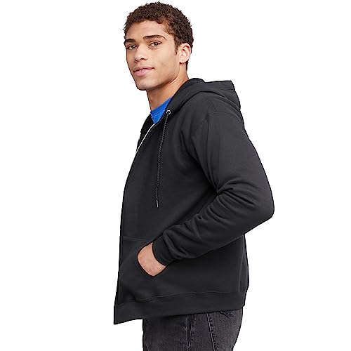 Hanes Men's Big and Tall Full-Zip Eco-Smart Hoodie, Black, 3X-Large