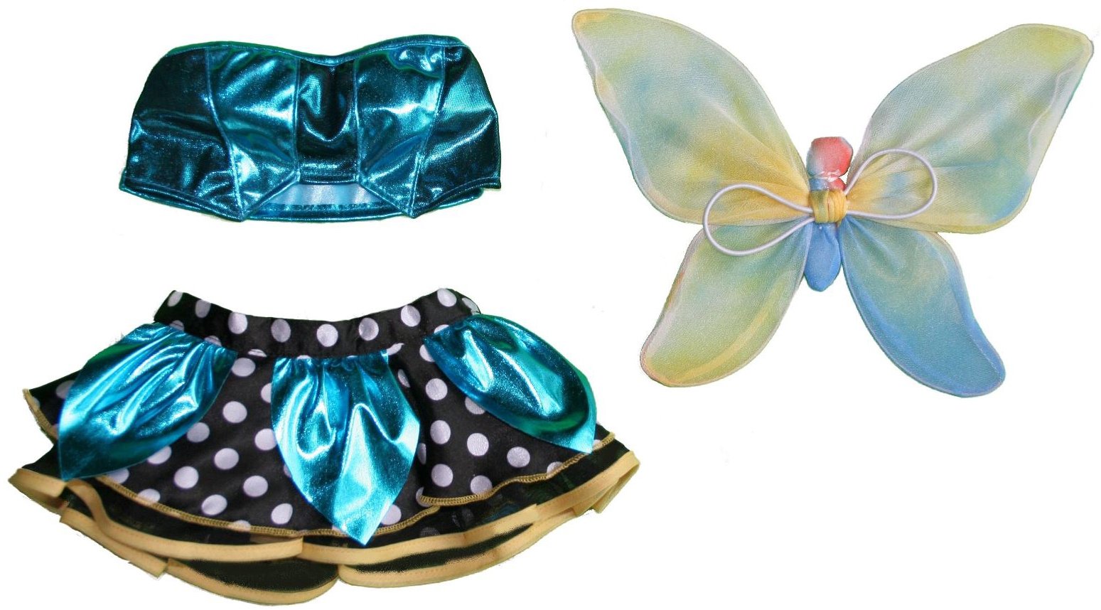 Polka Dot Butterfly Outfit with Yellow Bows Fits Most 14" - 18" Build-a-bear and Make Your Own Stuffed Animals