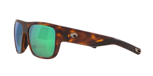 Costa Del Mar Mens Sampan Rectangular Sunglasses, Matte Tortoise/Green Mirrored Polarized-580G, 60 mm