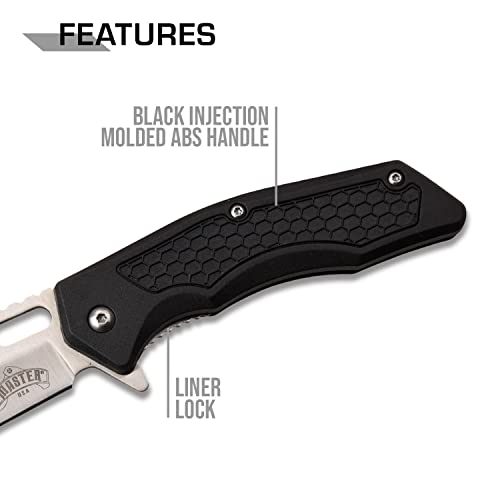 MASTER USA β Spring Assisted Open Folding Knife β Satin Finish Stainless Steel Blade, Black Injection Molded ABS Handle with Pocket Clip, Tactical, EDC, Self Defense- MU-A094S,Silver