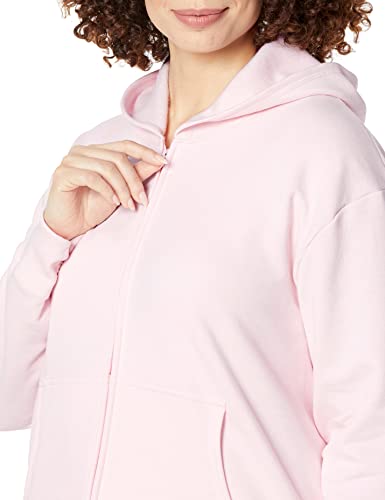Hanes Women's EcoSmart Full-Zip Hoodie Sweatshirt, Pale Pink, Large