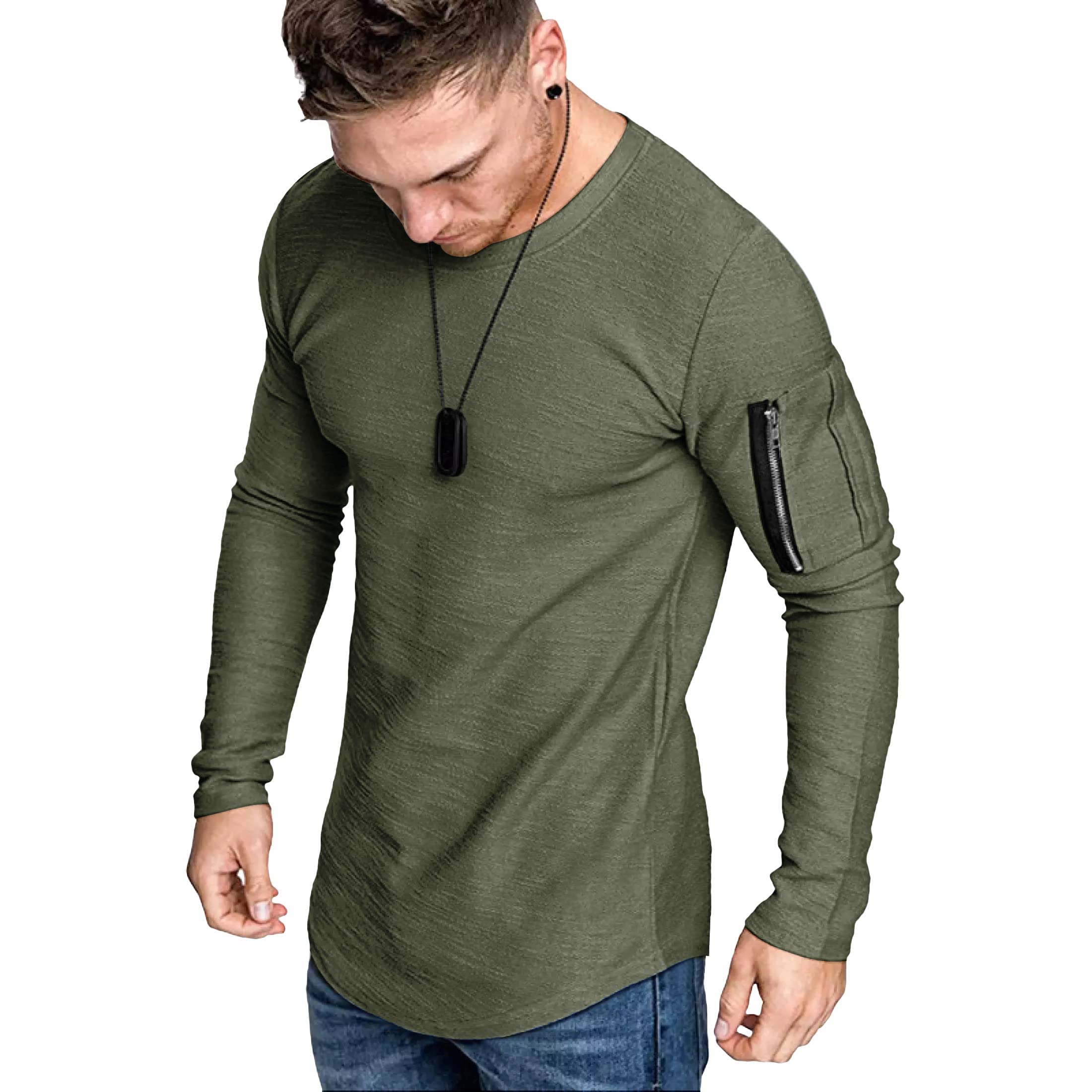 COOFANDY Mens 2 Pack Muscle Workout T Shirt Fitted Athletic Fashion Longline Hipster Hip Hop Tee Top