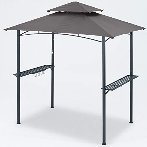 MASTERCANOPY 8 x 5 Grill Gazebo Outdoor BBQ Gazebo Canopy with 2 LED Lights (Gray)