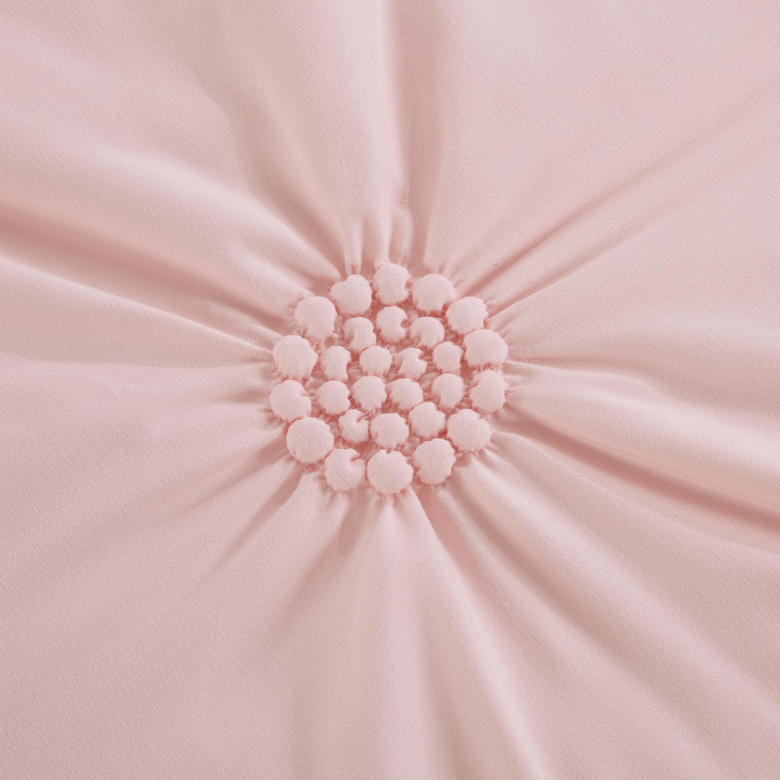 HOMBYS Pink Bedding Comforter Set for Girls, 3 Piece Blush Pinch Pleat Comforter Set with Ruffles for All Season,Twin Size