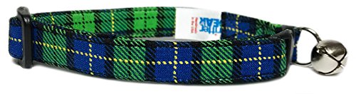 CritterGear Breakaway Cat Collar in Green Blue Plaid (Handmade in The U.S.A.)