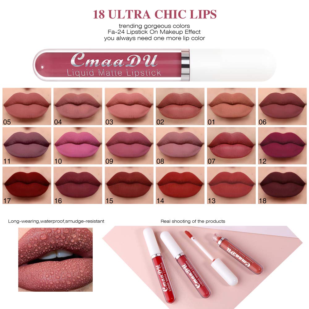 ETEDES 3 colours Matte Liquid Lipstick Makeup Set, Matte liquid Long-Lasting Wear High Pigmented Non-Stick Cup Not Fade Waterproof Lip Gloss (Set #11)