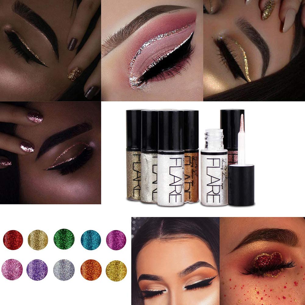 ETEDES Glitter Eyeshadow liquid Eyeliner, Long Lasting Waterproof Shimmer Metallic Glitter Eyeshadow, Eyeliner EyeShadow 4 clours (Styles #2)