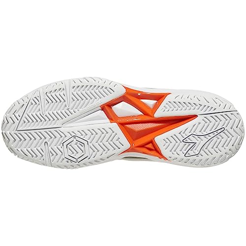 Diadora Trofeo W All Ground Pickleball Tennis Shoes (White/Black/Vermillion, 9)