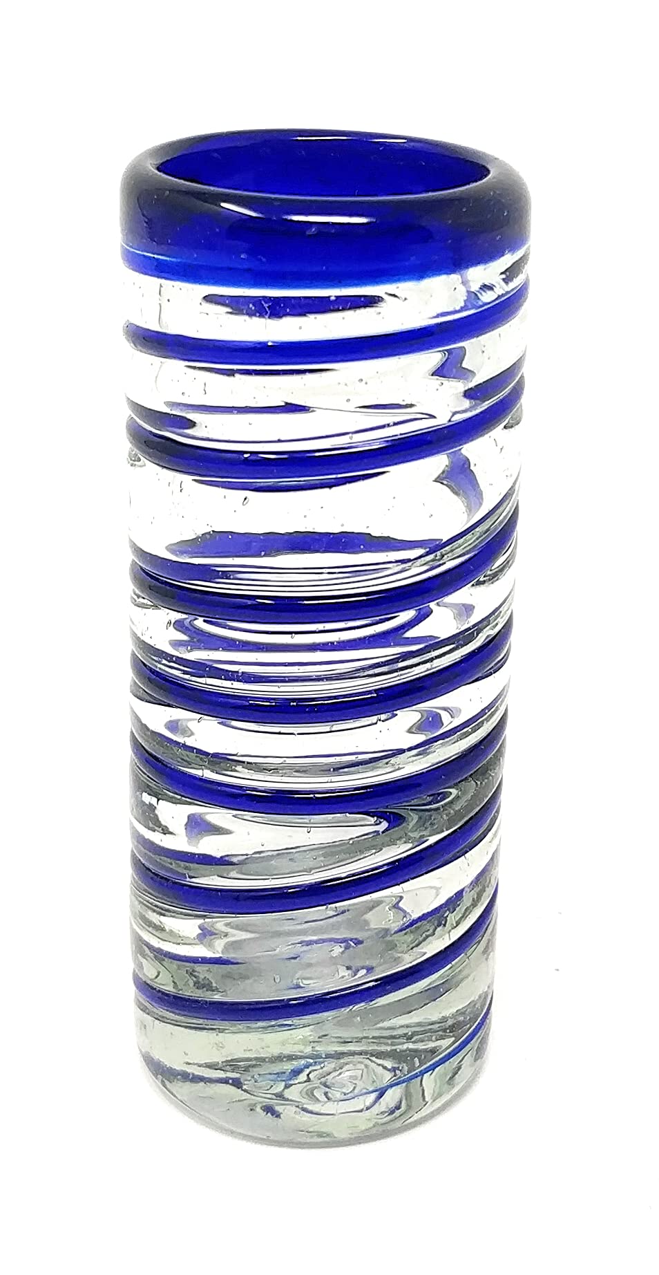 Dos Sueños Hand Blown Mexican Tequila Shot Glasses – Set of 6 Blue Spiral Tequila Shot Glasses (2 oz each) …