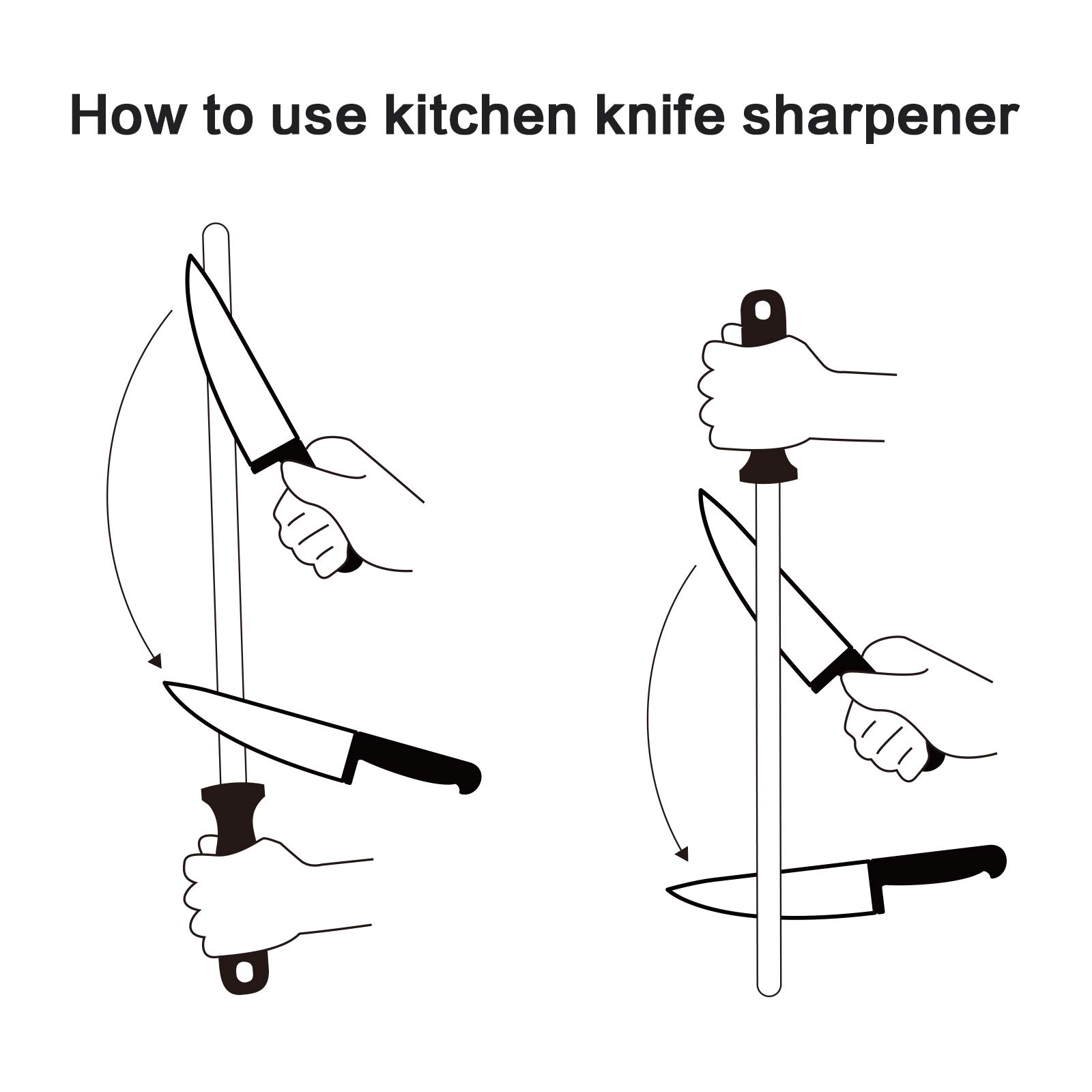 Ceramic Honing Rod, Knife Sharpener Rod Professional Sharpening Rod Stick, for Kitchen,Home&Chef, Firm-Grip Handle (10IN)