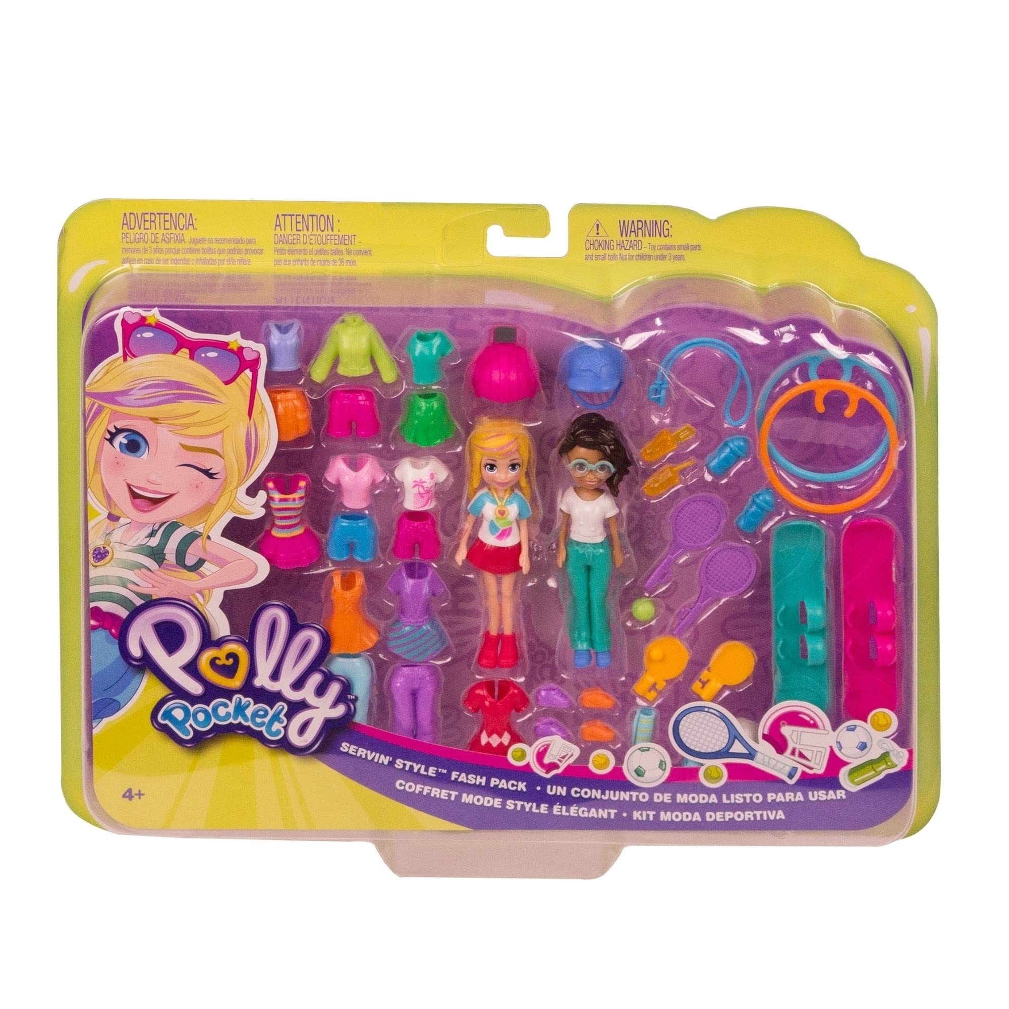 Polly Pocket Super Sporty Pack with Polly & Lila Dolls and over 35 Fashions & Sporting Accessories