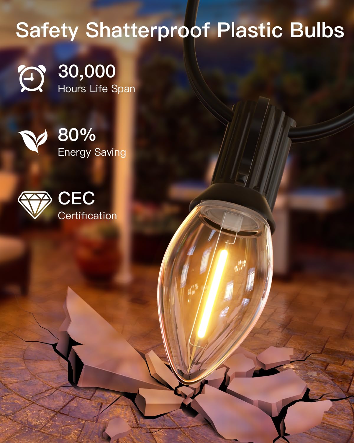 GLUROO LED Night Light Bulbs, C7 E12 Candelabra LED Light Bulbs, Clear Vintage Replacement Bulbs for Outdoor String Lights, 4W 5W 6W 7W Incandescent Bulb Equivalent, Warm White 2200K, 10 Pack