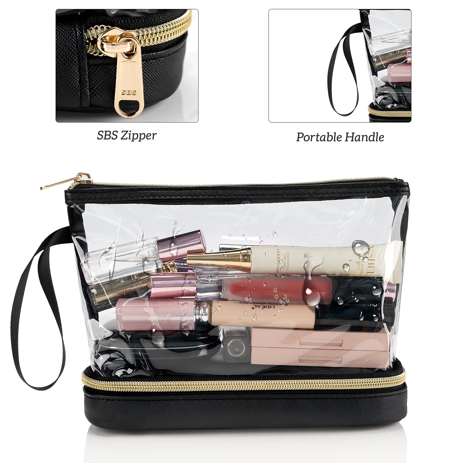 Ethereal Small Cosmetic Bag, Double Layer Makeup Brush Organizer Bag Large Capacity Makeup Bag for Purse Travel Makeup Pouch for Accessories