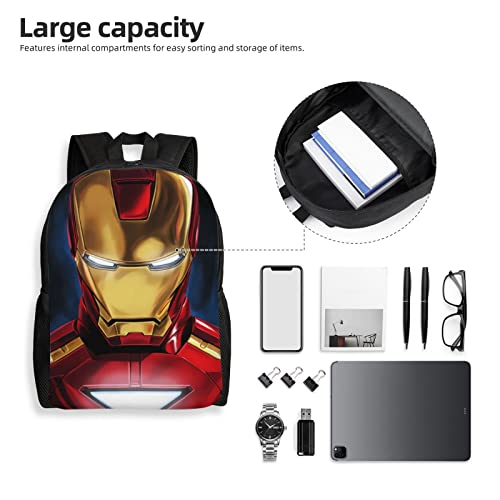 Laptop Backpack Black Red Bookbag Cartoon Casual Backpacks for Men Outdoor Hiking Camping