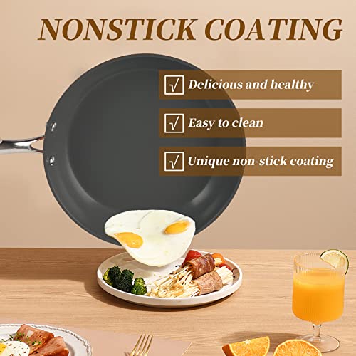 Flamingpan 10.5 Inch Nonstick Frying Pan, Internal Ceramic Coating, Smooth and Easy to Clean, Non-stick Frying Pan has great permeability and versatility, Skillet for Use in Family, Party and Party.