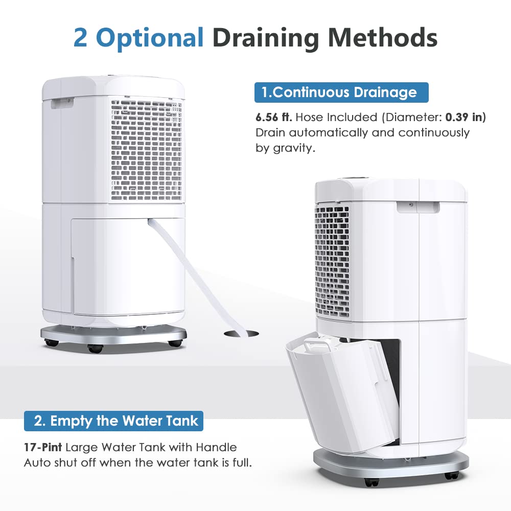 COLZER 140 Pints Commercial Dehumidifier for 6,000 Sq Ft Basements and Large Rooms with Continuous Drain Hose, 2.1 Gallons Water Tank, Advanced Touchpad Control Panel1
