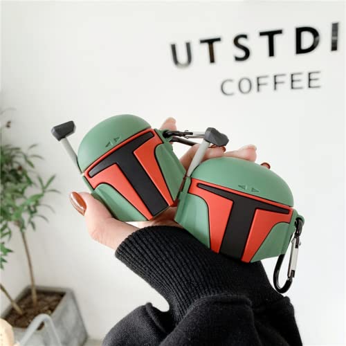 HENJI Case for AirPods 3rd Generation, 3D Popular Cute Mandalorian Boba Fett Design Soft Silicone Portable&Shockproof Cover for Apple Airpods 3 2021 (Boba Fett)